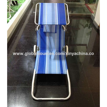China Aluminium folding sun bed with wheels on Global Sources