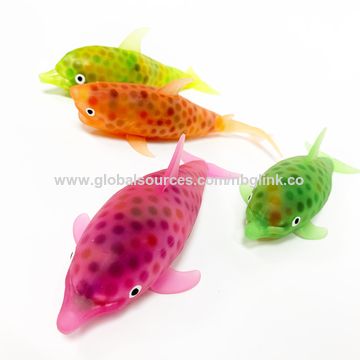 China 6" Plastic fish shape Stress mochi squishies toy with beads mini ...