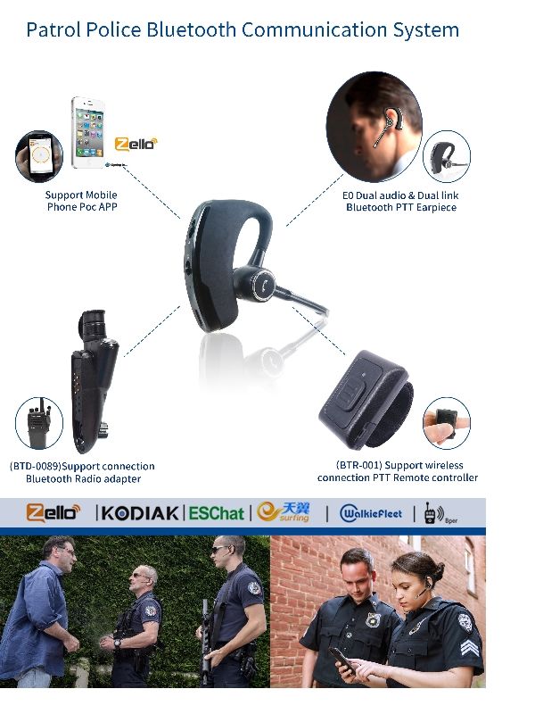 China Wireless Walkie Talkie Bluetooth PTT Headset Earpiece for ...