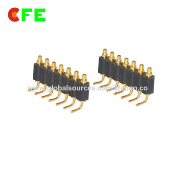 China Single row 7 pin right angle spring loaded pogo pins with gold ...