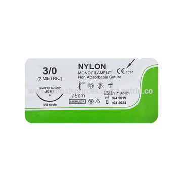 China CE Approval Non Absorbable Medical Nylon Monofilament Surgical Sutures with Needles on ...
