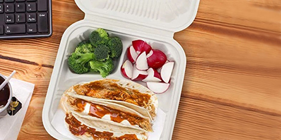 Biodegradable Corn Starch Clamshell Lunch Box, 9", 70g, Biodegradable ...