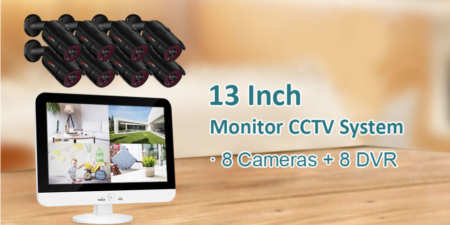 ChinaOEM 5mp h.264 safety surveillance camera system 8ch 13'' LCD ...