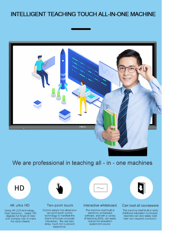 75-inch OPS 4K all-in-one interactive large touchscreen terminals with ...