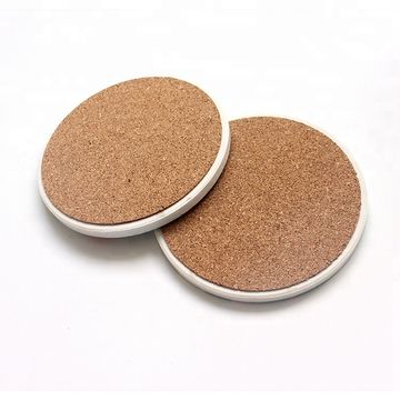 China Custom round ceramic coaster with cork/round ceramic absorbent ...
