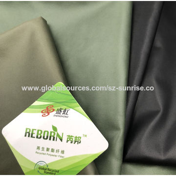 China Recycled fabric 100% polyester 300T pongee Eco-friendly GRS Recycled RPET Polyester Fabric ...