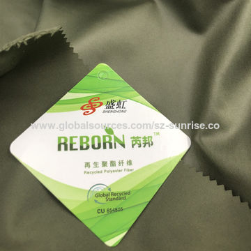 China Recycled fabric 100% polyester 300T pongee Eco-friendly GRS Recycled RPET Polyester Fabric ...
