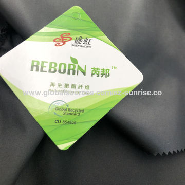China Recycled fabric 100% polyester 300T pongee Eco-friendly GRS Recycled RPET Polyester Fabric ...