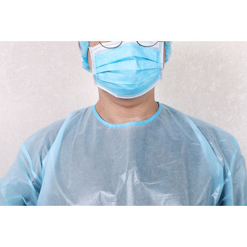 China 55gsm Blue Isolation Gown by Ultrasonic Heat Sealing Disposable ...