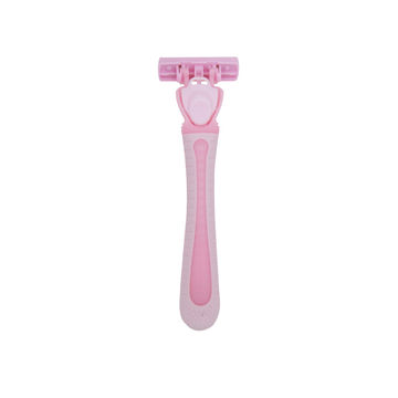 China Promotional rubber handle triple blade disposable razor with ...