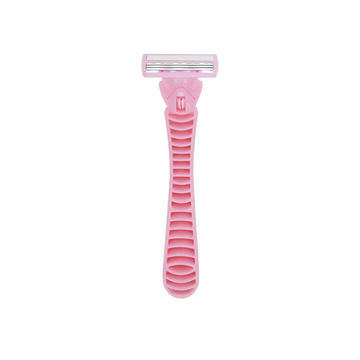 China Promotional rubber handle triple blade disposable razor with ...