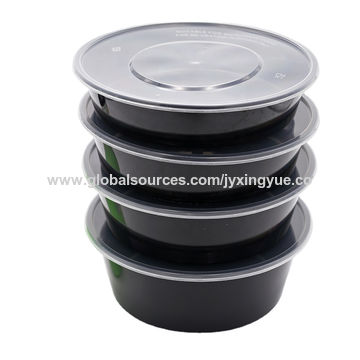 China High Capacity Black Take Away Food Packing PP Plastic Round food ...