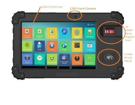 High quality 8 inch IP standard rugged fingerprint tablet IRIS option ...
