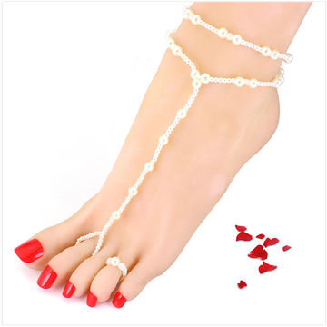 ChinaImitation Pearl Beaded summer beach toe rings Anklets on Global ...