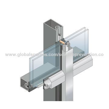 ChinaE120 15mm fire rated glass partition mullion facade curtainwall ...