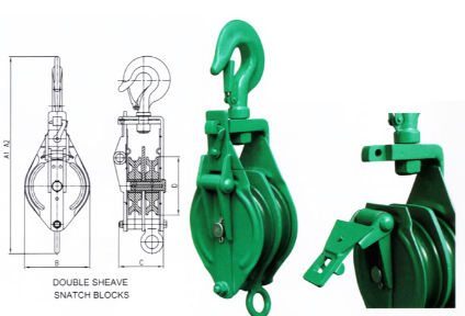 China Green Double Sheave Block Pulley / 10 Ton Snatch Block With Hook ...