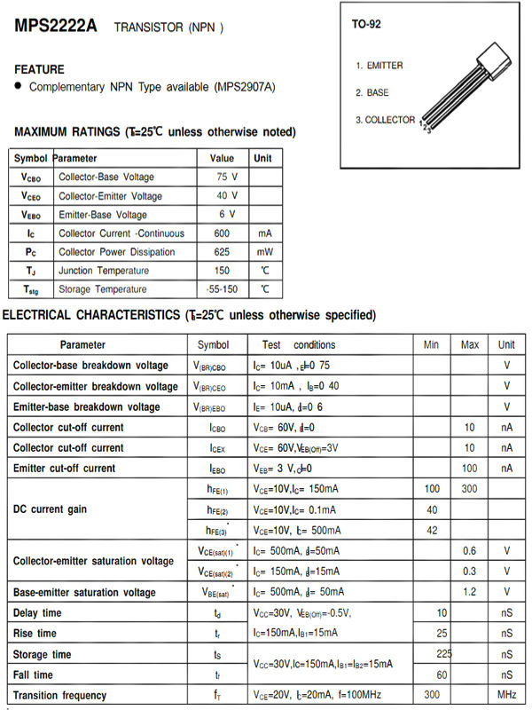 MPS2222A MPS2222 2222A TO-92 NPN transistor, TO-92 transistor 2222A NPN ...