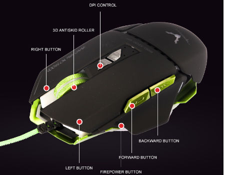 China WESDAR 8keys Gaming mouse with LED light,1000/ 1600/ 2400/ 3200 ...