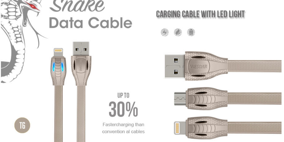 WESDAR snake design Micro USB charging cable for type c .micro and ...