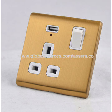 China Wall mounted double USB electrical switch socket outlet wich CE ...