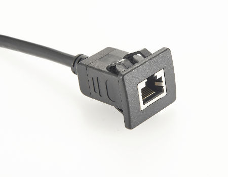 RJ45 CAT5e Panel Mount Snap in Ethernet LAN Network Extend Cable, RJ45 ...