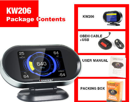 China KONNWEI KW206 Speed Meter Head Up Display Auto Meter Car Gauge ...