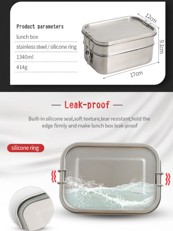 Nicety New leakproof SUS304 FDA square stainless steel bento lunch box ...