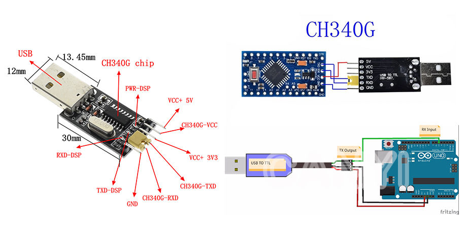 CH340 module USB to TTL CH340G upgrade download a small wire brush ...