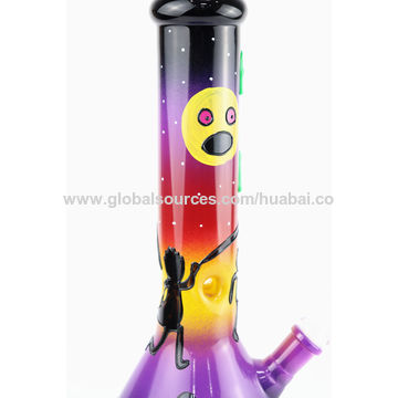 China 13.78 inch Colored Drawing Anime Hookah Water Pipe Glass Tobacco ...