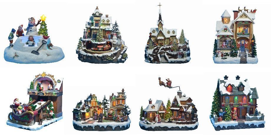 Animated Christmas Village Santa taking photo with colored LED lights ...