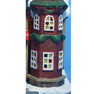 China Polyresin Lighted Christmas House with LED with Music Table Top ...