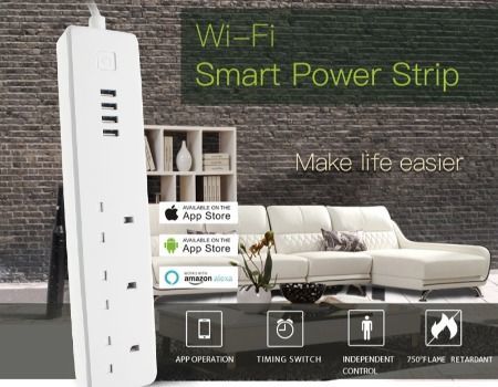 China Uk WiFi smart power board Voice control with Amazon Alexa or ...