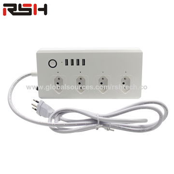 China 4-Outlet Wifi Power Strip 4 USB Ports Wifi Extension Socket US ...