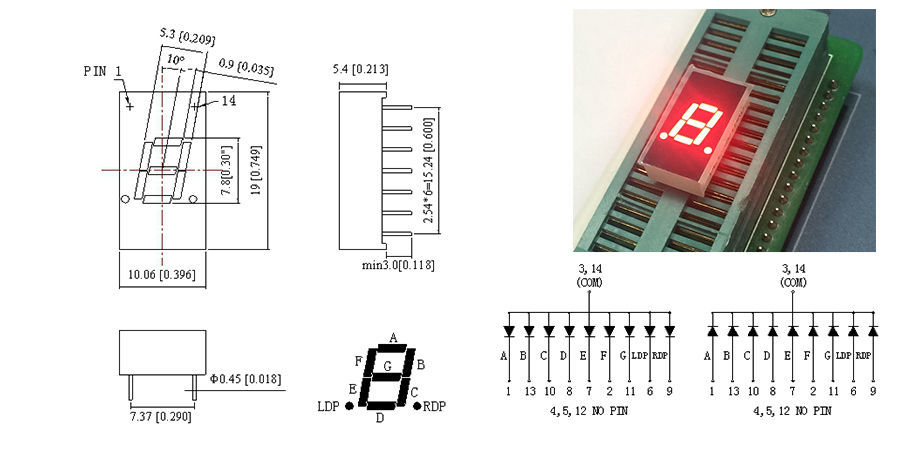 China Common Anode 11 Pin 1 Bit 7 Segment 0.3 inch Red 7 segment LED ...