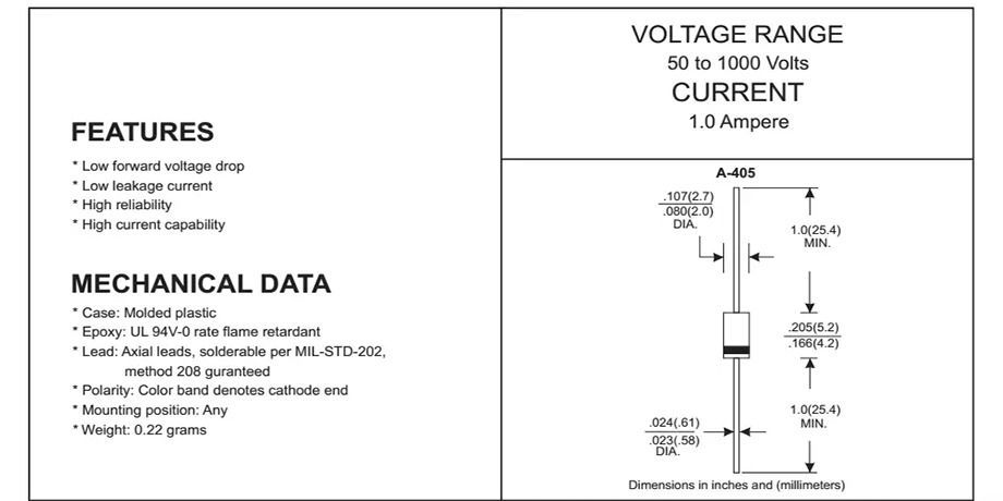 China Original Silicon Rectifier Diodes 1N Series 1A 50-1000V 1N4001S ...