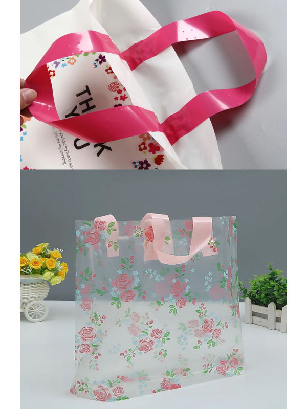 China Custom Printed Logo Design Tote Carry Handle Fashion Gift Plastic ...