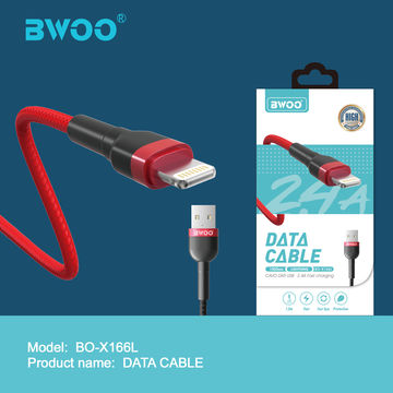 China BWOO Nylon Braided USB Cable 2.4A Data Cable With Lightning/Type ...