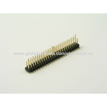 China 2.54mm pitch 4 rows pin header right angle PCB Mount connector, mated with female header ...