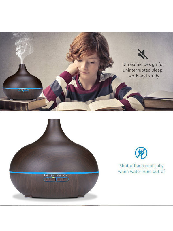 China 400ML 7 color lights dark wood grain pointed mouth humidifier ...