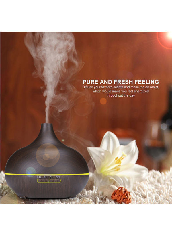 China 400ML 7 color lights dark wood grain pointed mouth humidifier ...