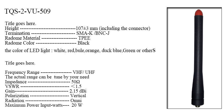 China Rubber VHF/UHF Colorful LED light handheld radio antenna, walkie ...
