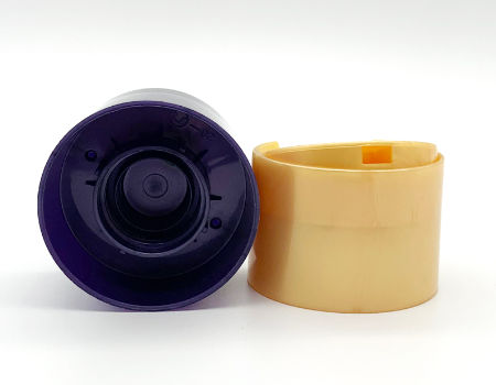 China Purple Yellow Double Wall Disc Top Bottle Cap Screw Lid Plastic ...