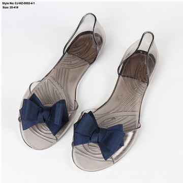 China New transparent plastic jelly shoes with bows fish mouth woman ...