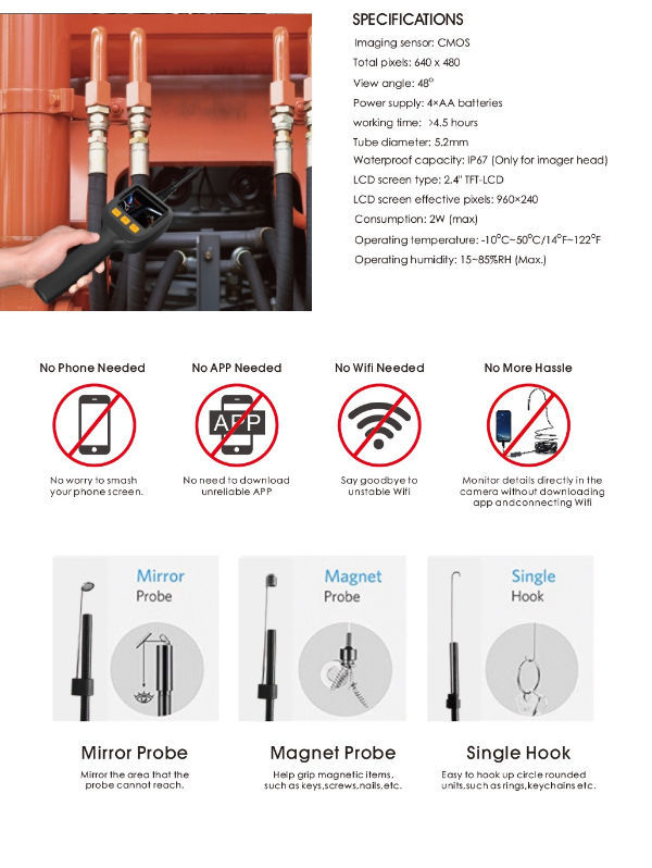 Basic Video Endoscope Inspection Camera, Inspection Camera Borescope ...