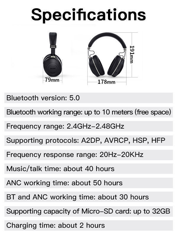 Wireless Bluetooth headset Bluedio H2 active noise cancelling over ear ...