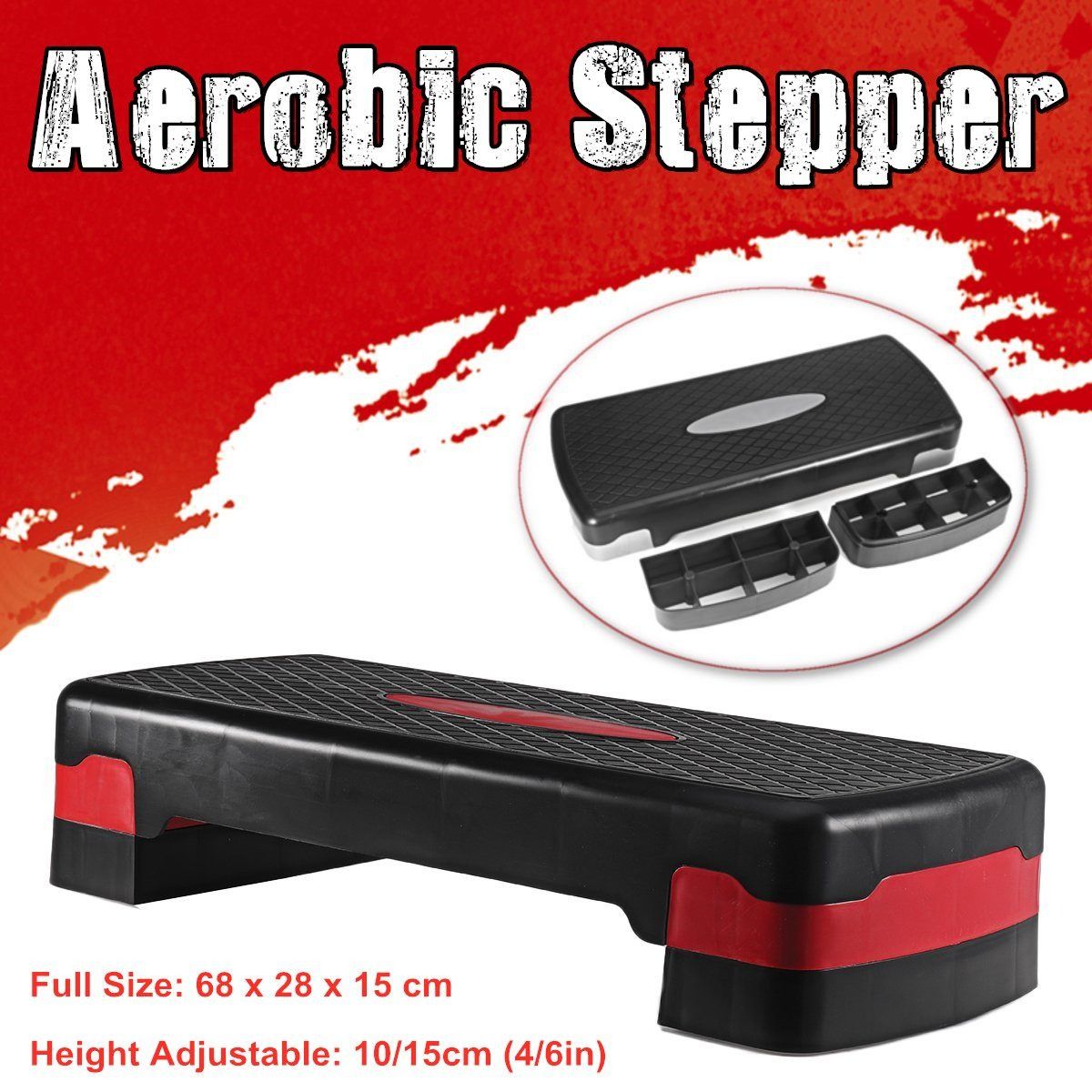 Adjustable Fitness Aerobic Step Non-slip Cardio Yoga Pedal Stepper Gym ...
