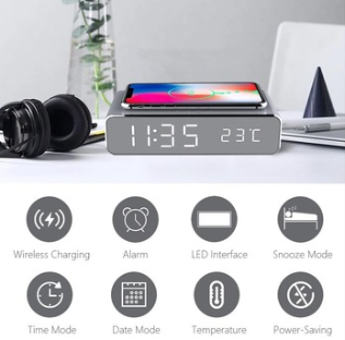 China Portable fast charger Wireless Charger with Clock , Time ...