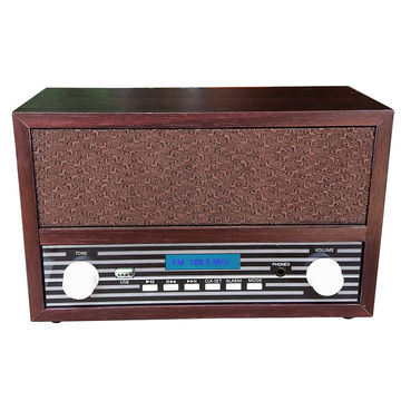 China High quality wood retro FM clock radio with headphone jack on ...