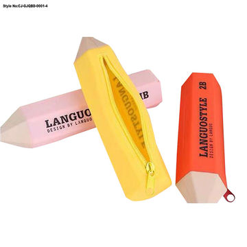 China Customized logo pencil shape rubber silicone pencil case on ...