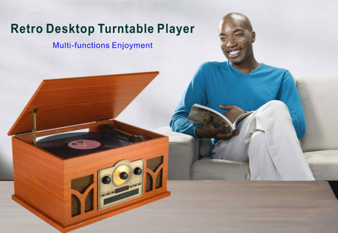 China Retro Turntable CD Combo Player with Bluetooth USB FM Radio and ...